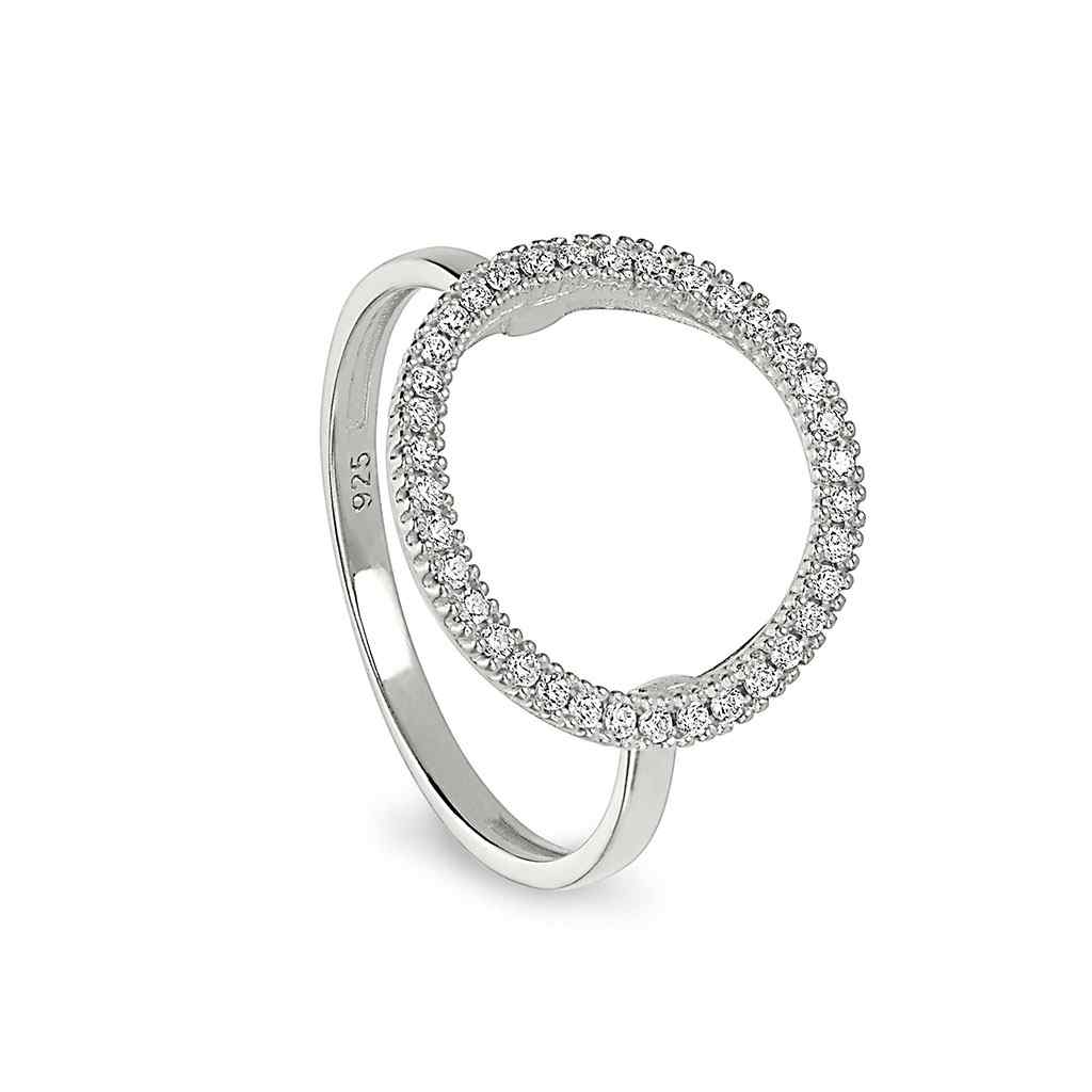 Sterling Silver Open Circle Ring with Simulated Diamonds | Vansweden Jewelers