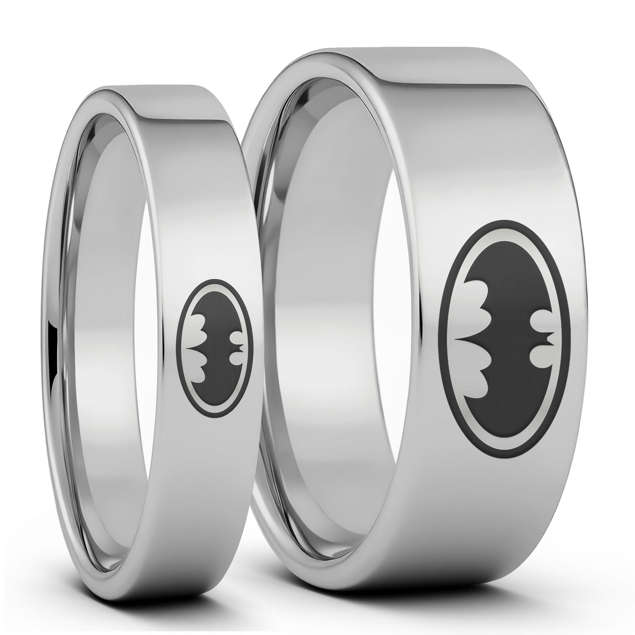 Batman Tungsten Couple's Matching Wedding Band Set | Vansweden Jewelers