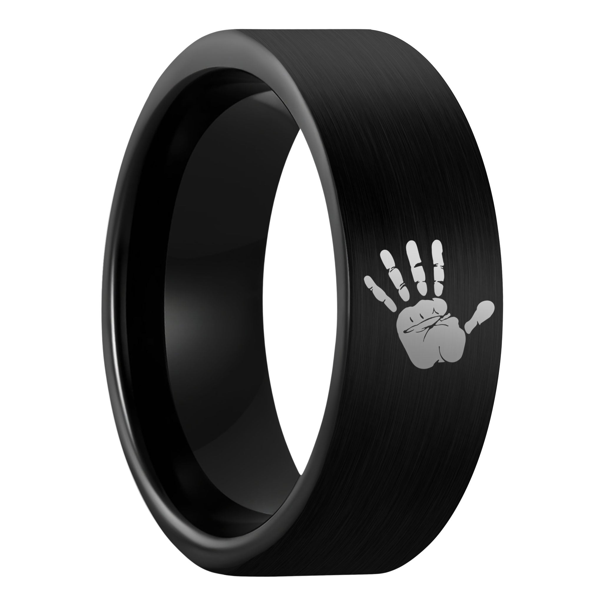 Custom Handprint Brushed Tungsten Men's Ring | Vansweden Jewelers