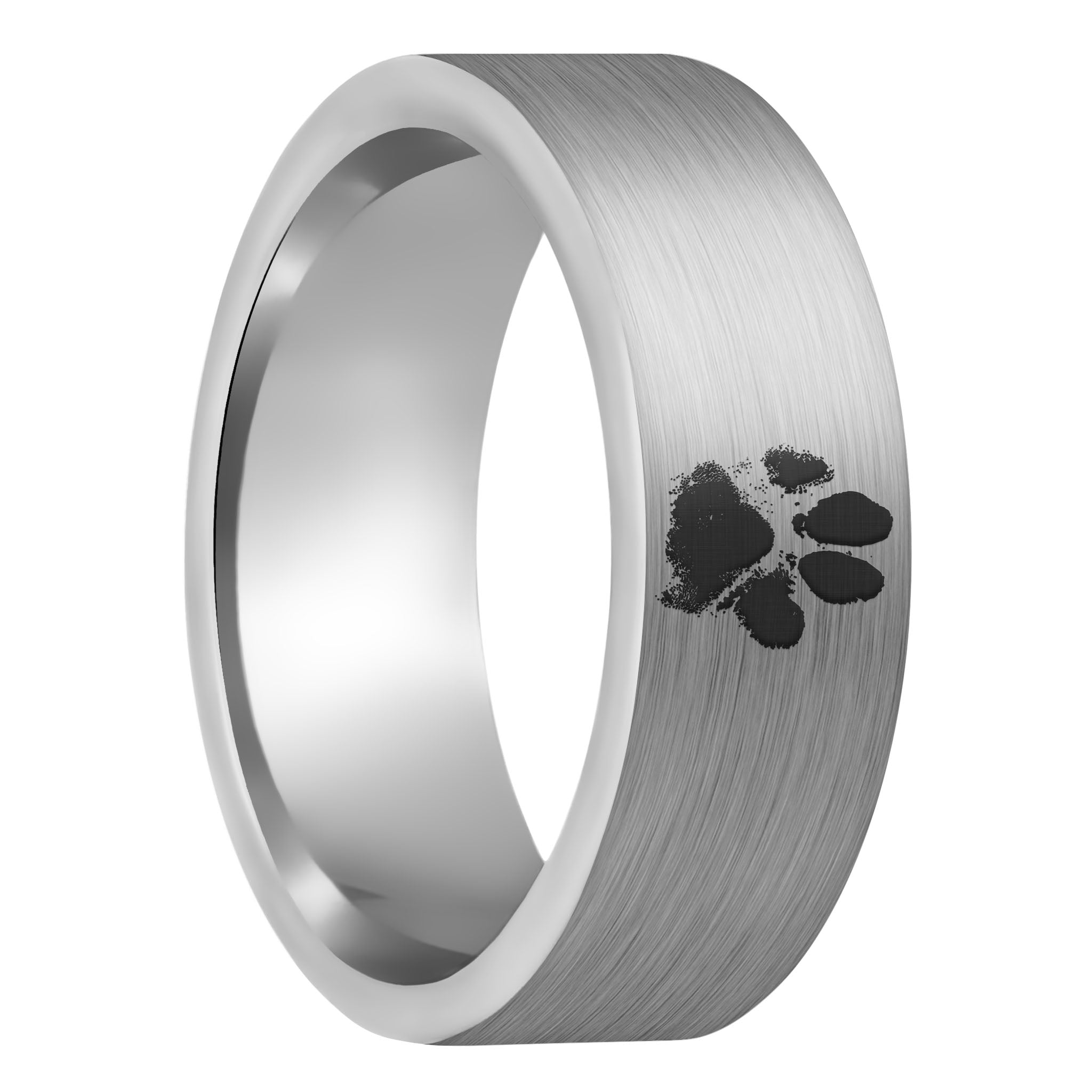 Custom Paw Print Brushed Tungsten Men's Ring | Vansweden Jewelers