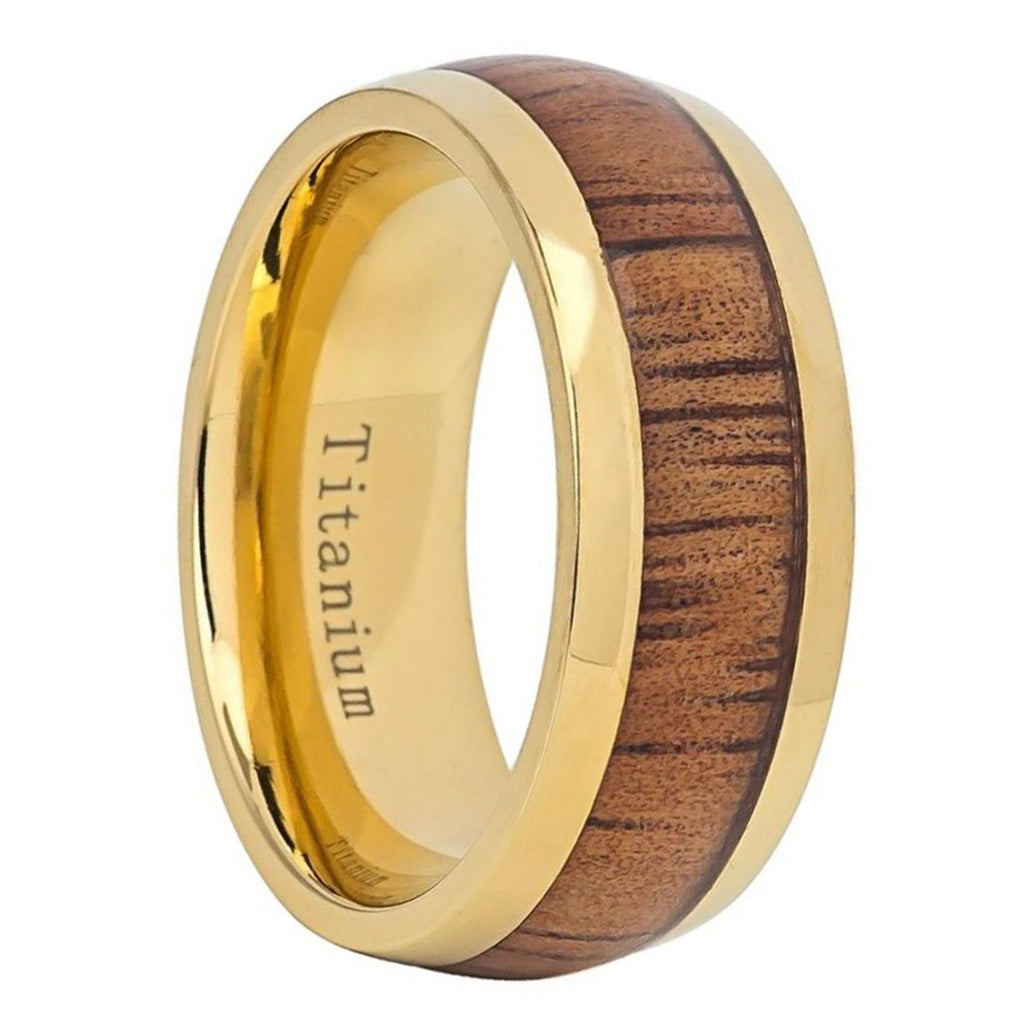 Gold Titanium Men's Ring with Wood Inlay | Vansweden Jewelers