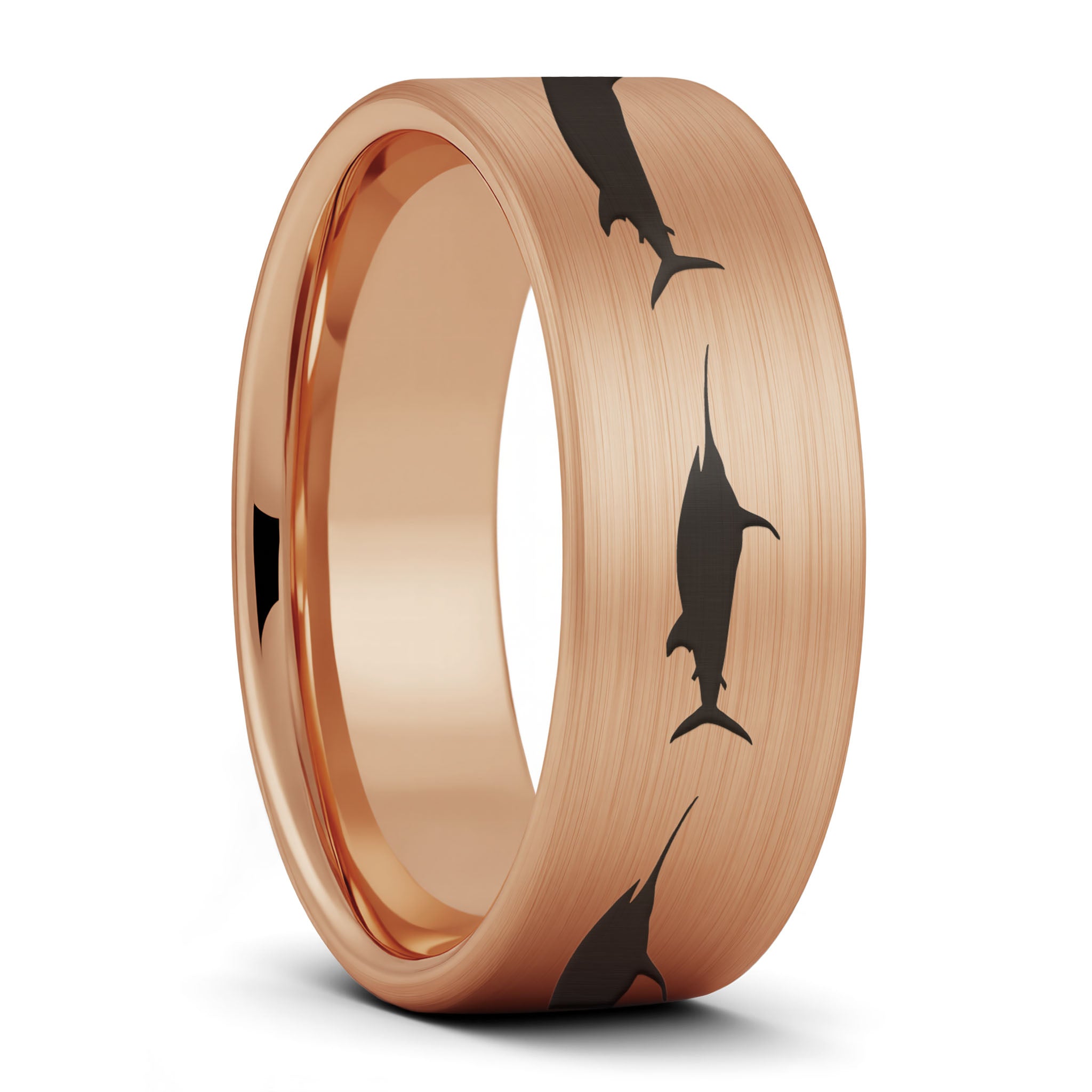 Swordfish Brushed Rose Gold Tungsten Men's Wedding Band | Vansweden ...