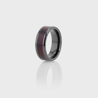Black Ceramic Men's Wedding Band with Black Opal Inlay | Vansweden Jewelers