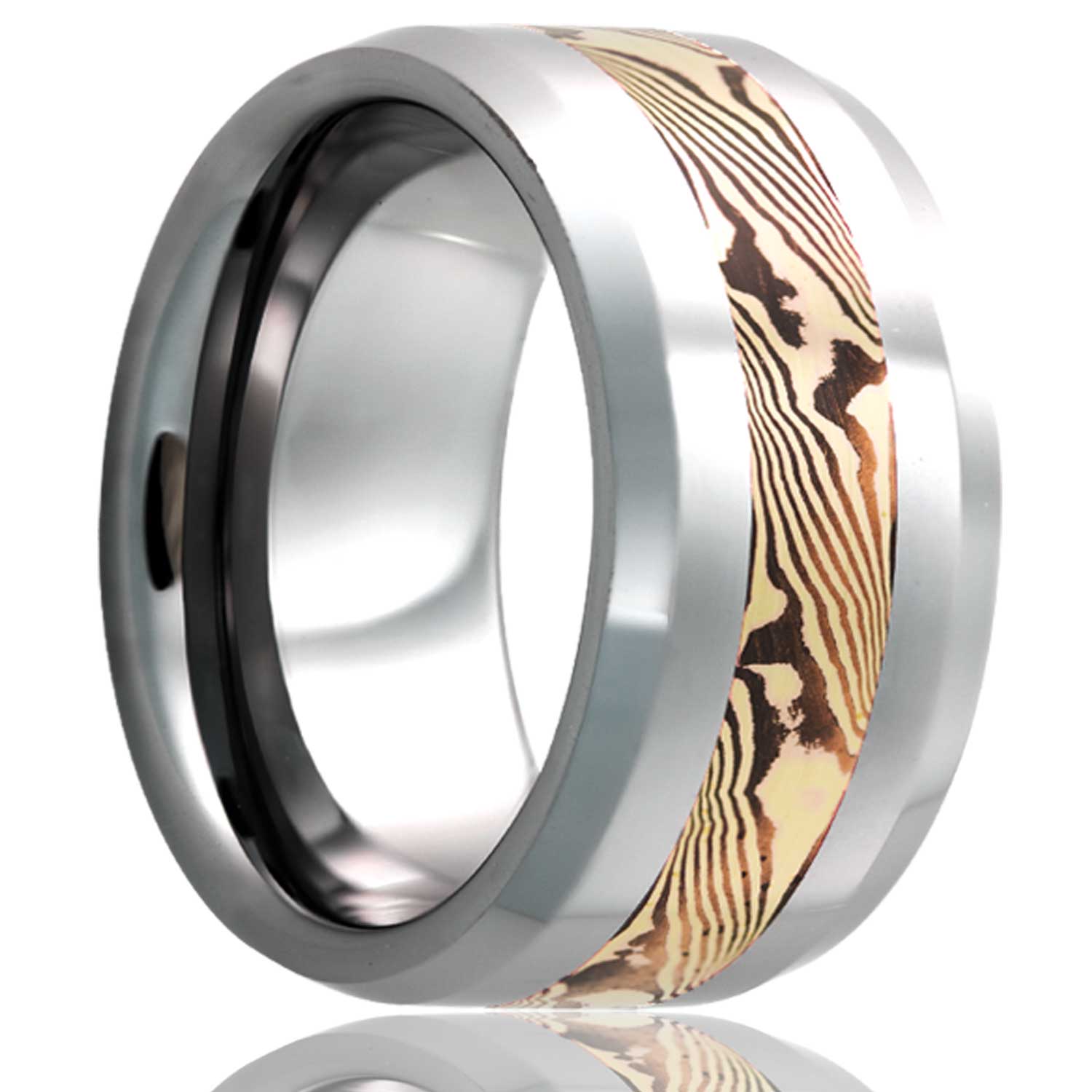 Mokume Gane Inlay Tungsten Ring