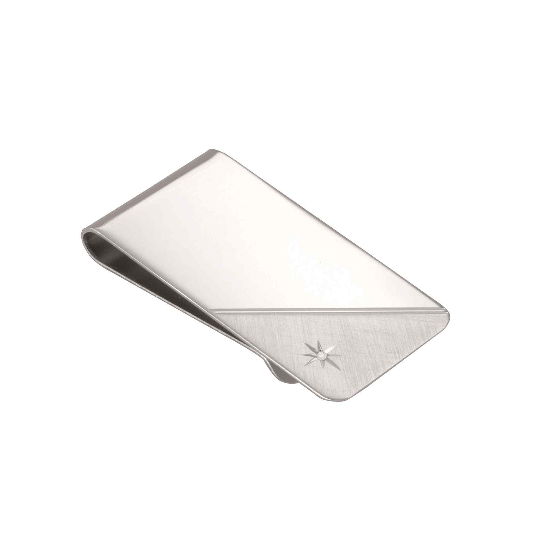Money Clip with Diagonal Florentine Finish & Diamond