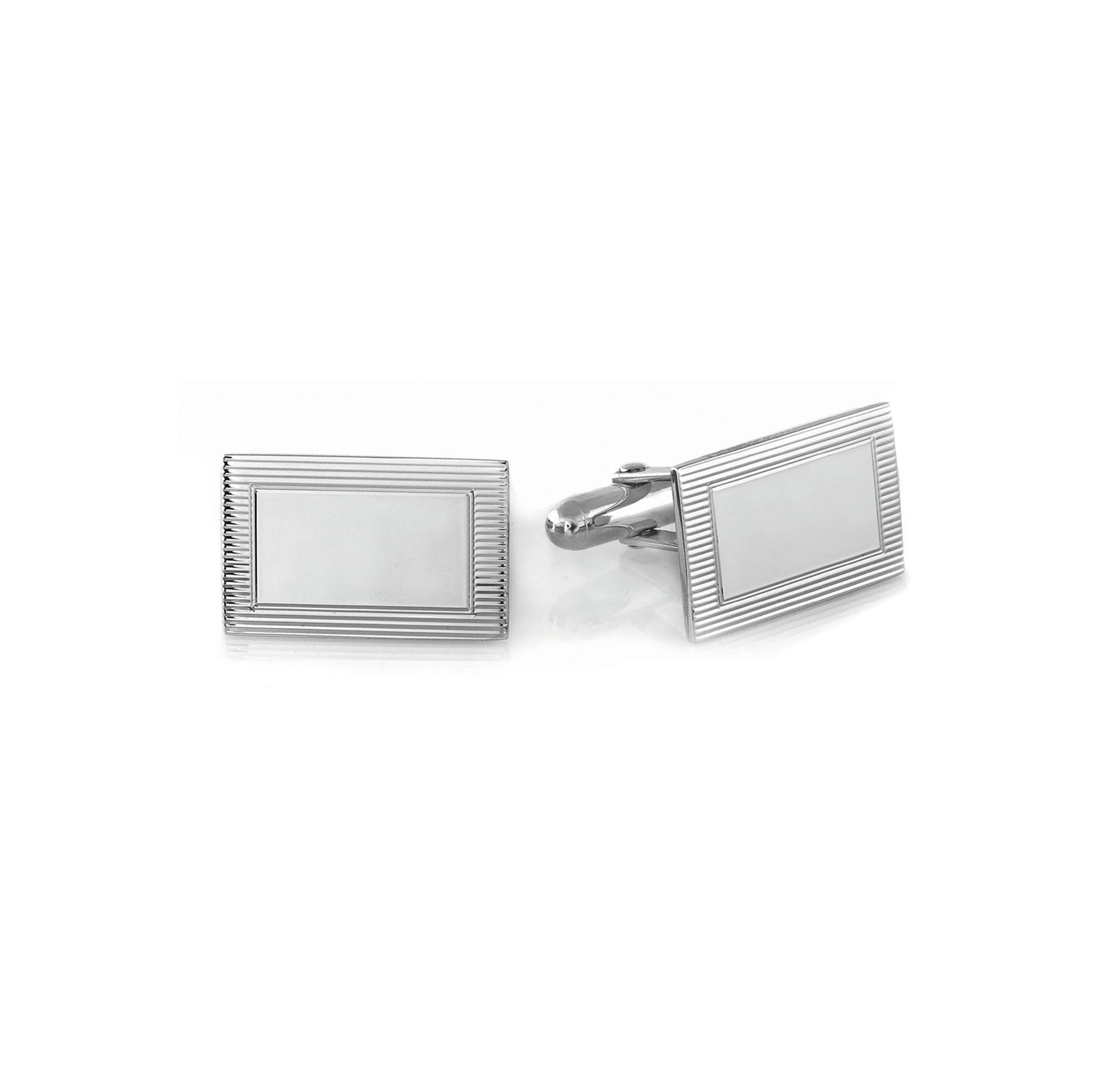 Sterling Silver Rectangle Engine-Turned Cufflinks | Vansweden Jewelers