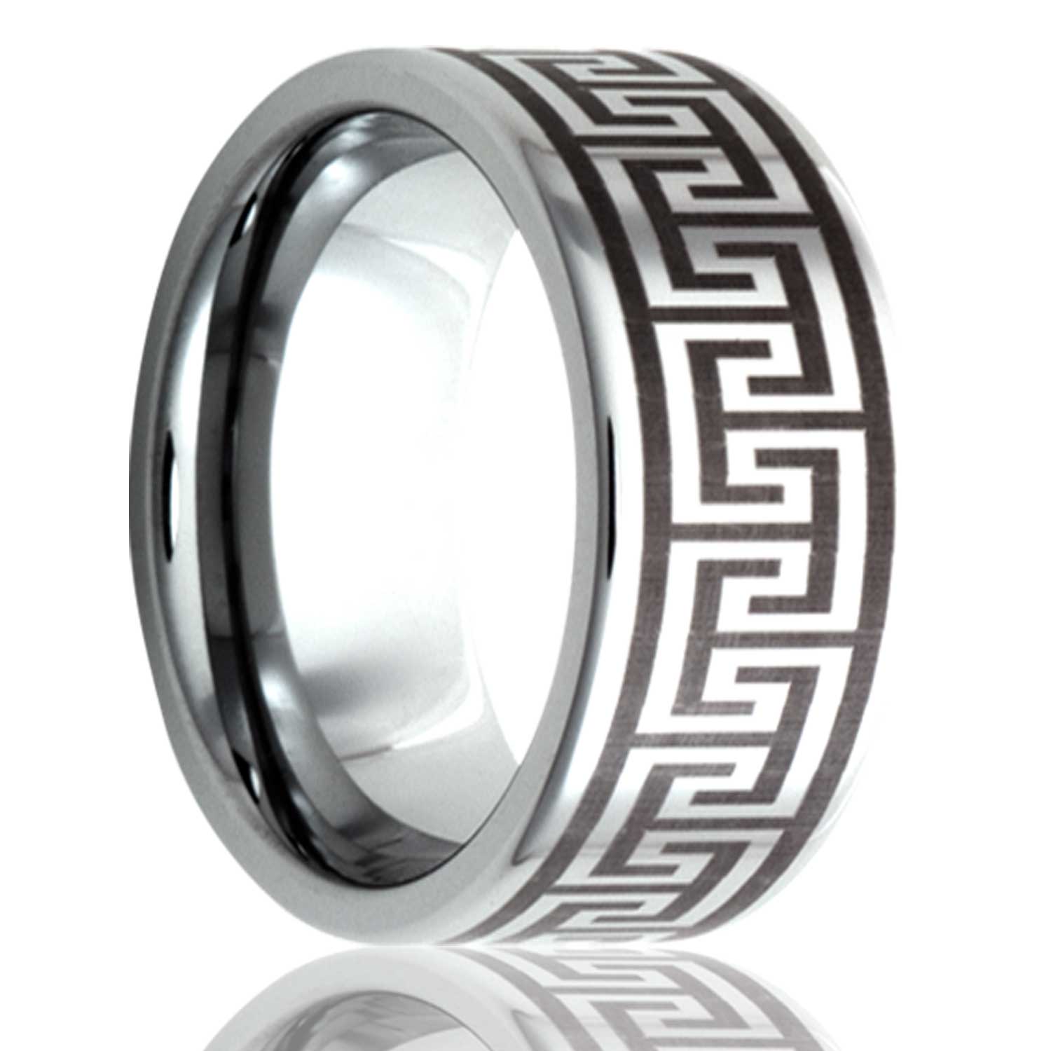 Greek Key Engraved Titanium Wedding Band | Vansweden Jewelers