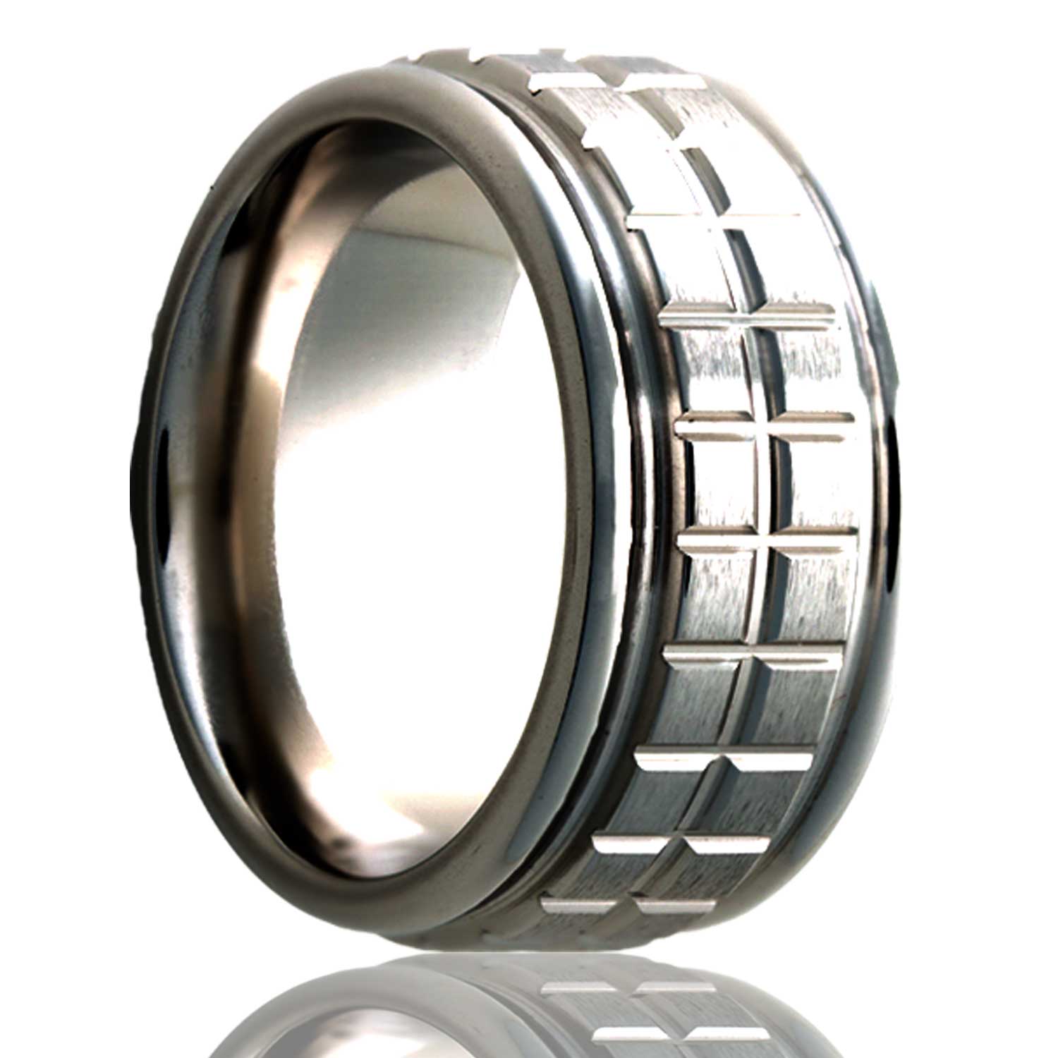 Grooved Check Pattern Satin Finish Grooved Cobalt Wedding Band ...